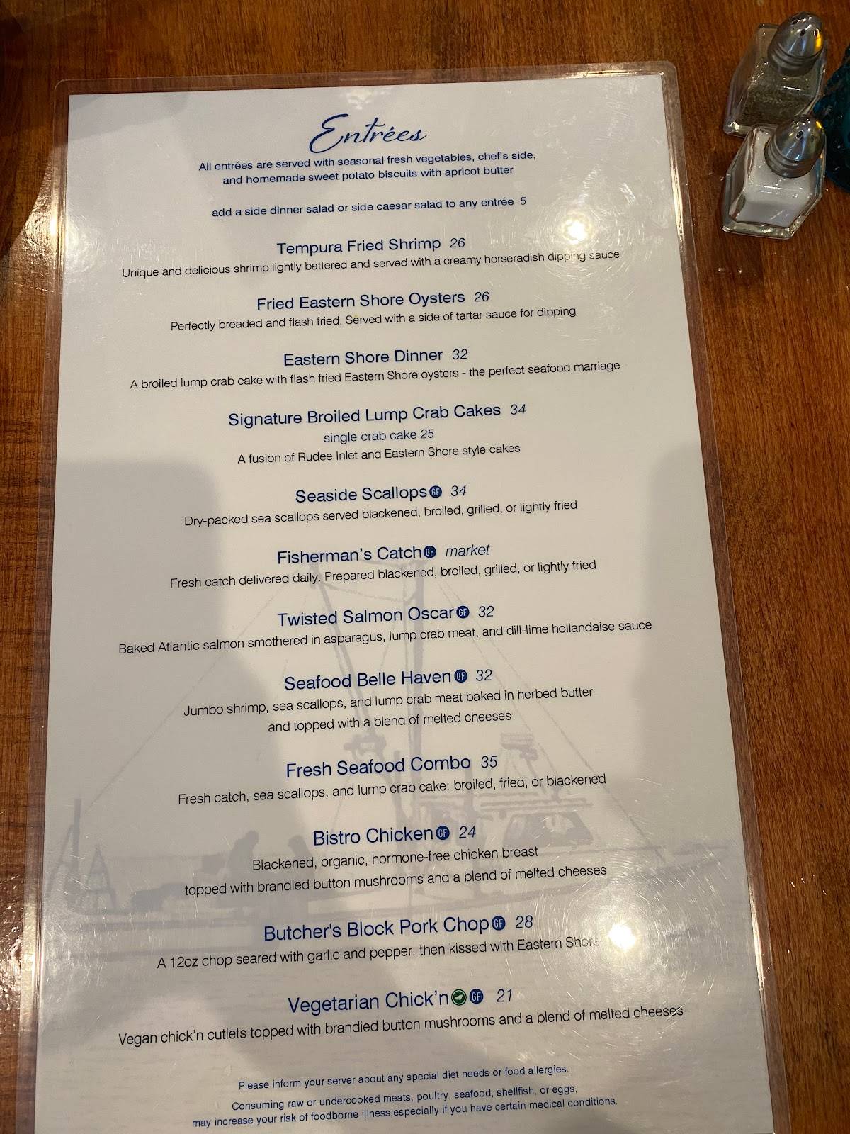 Menu at Blue Seafood & Spirits pub & bar, Virginia Beach