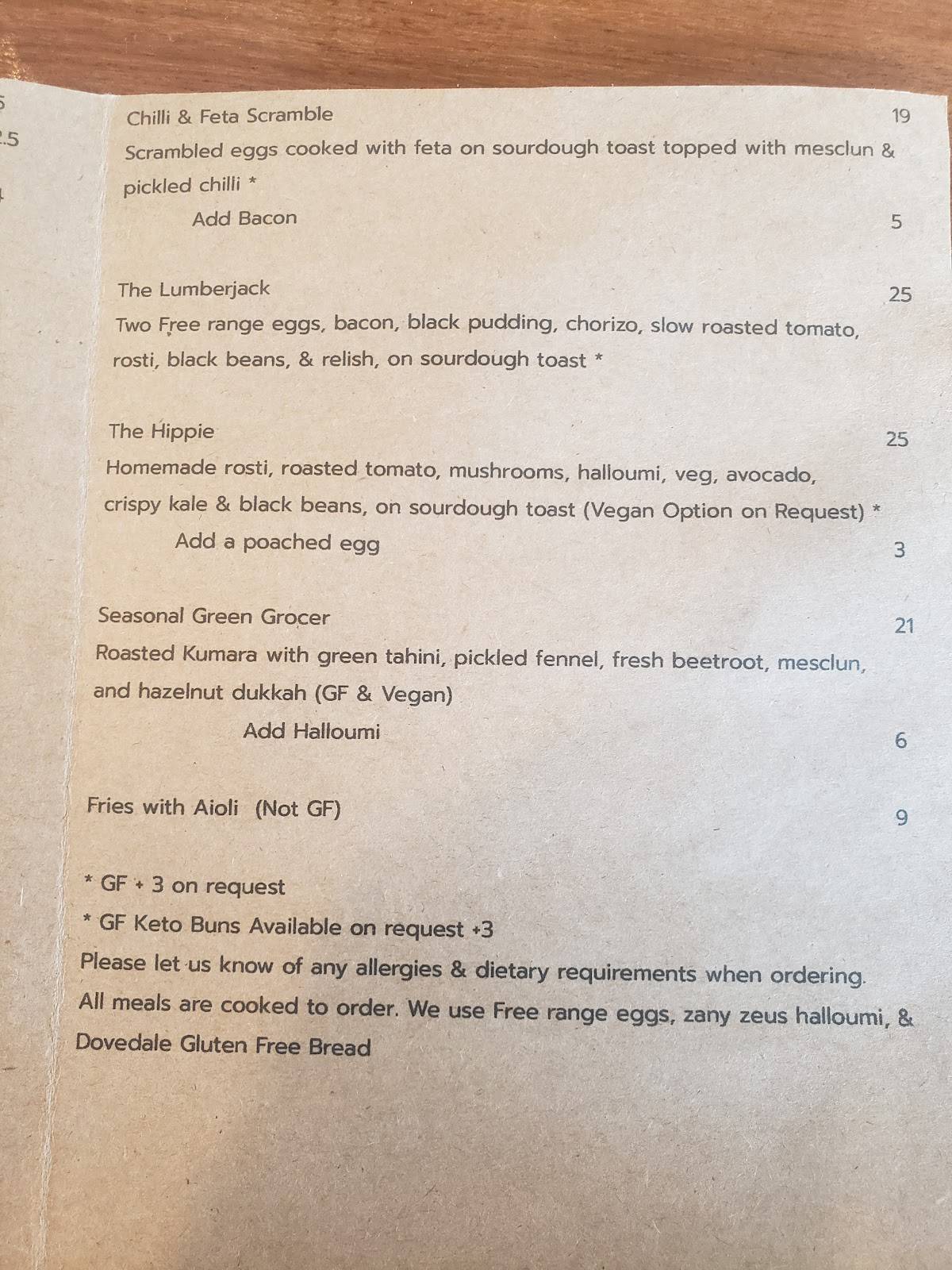 Menu at Bobby Franks Cafe, Nelson