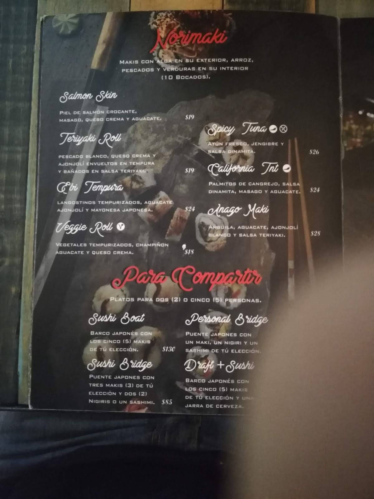 Carta del restaurante Sumo Sushi Zona G, Bogotá