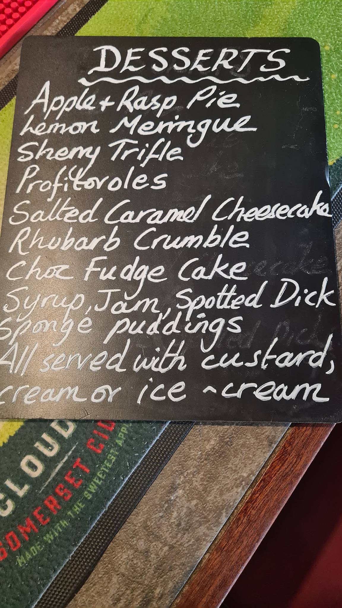 Menu at Bull & Dog pub & bar, Boston