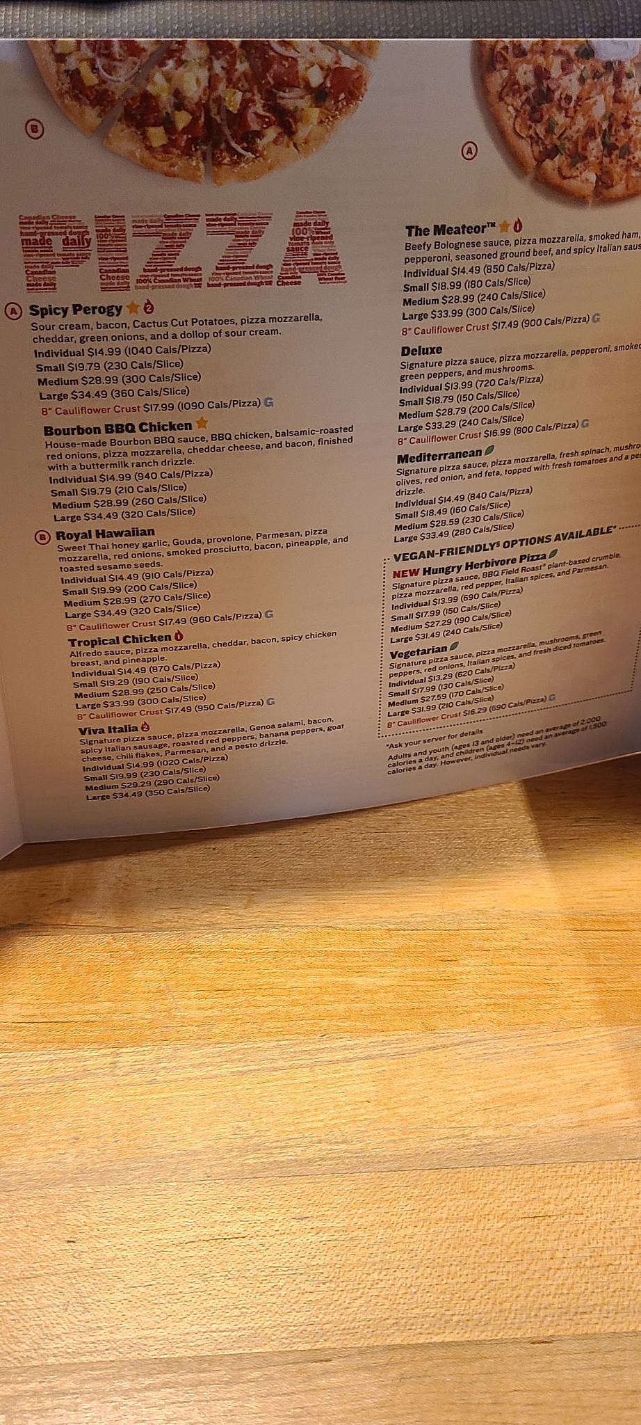 Menu at Boston Pizza pizzeria, Ottawa, St. Laurent Blvd