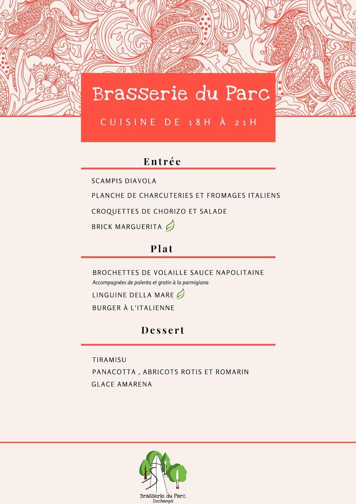 Speisekarte von Brasserie du Parc, Manhay