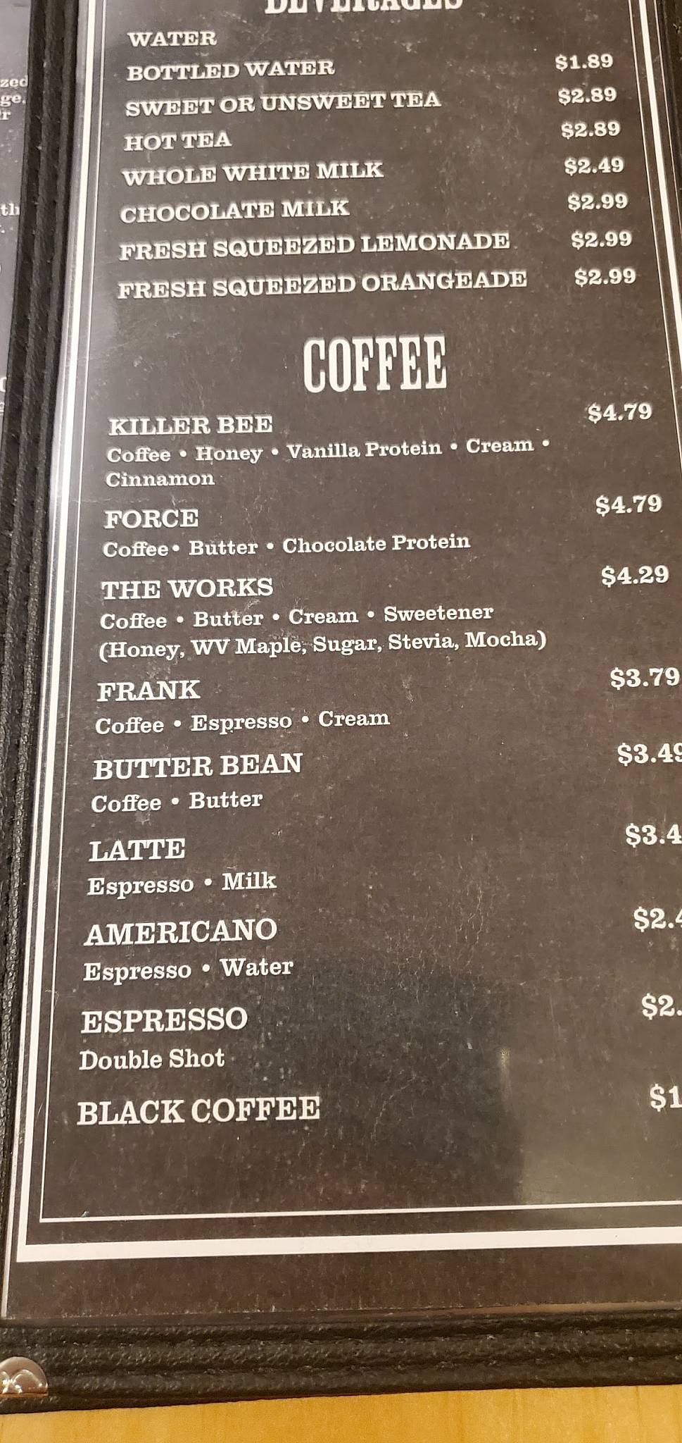 Menu at Bridge Cafe & Bistro, Hurricane