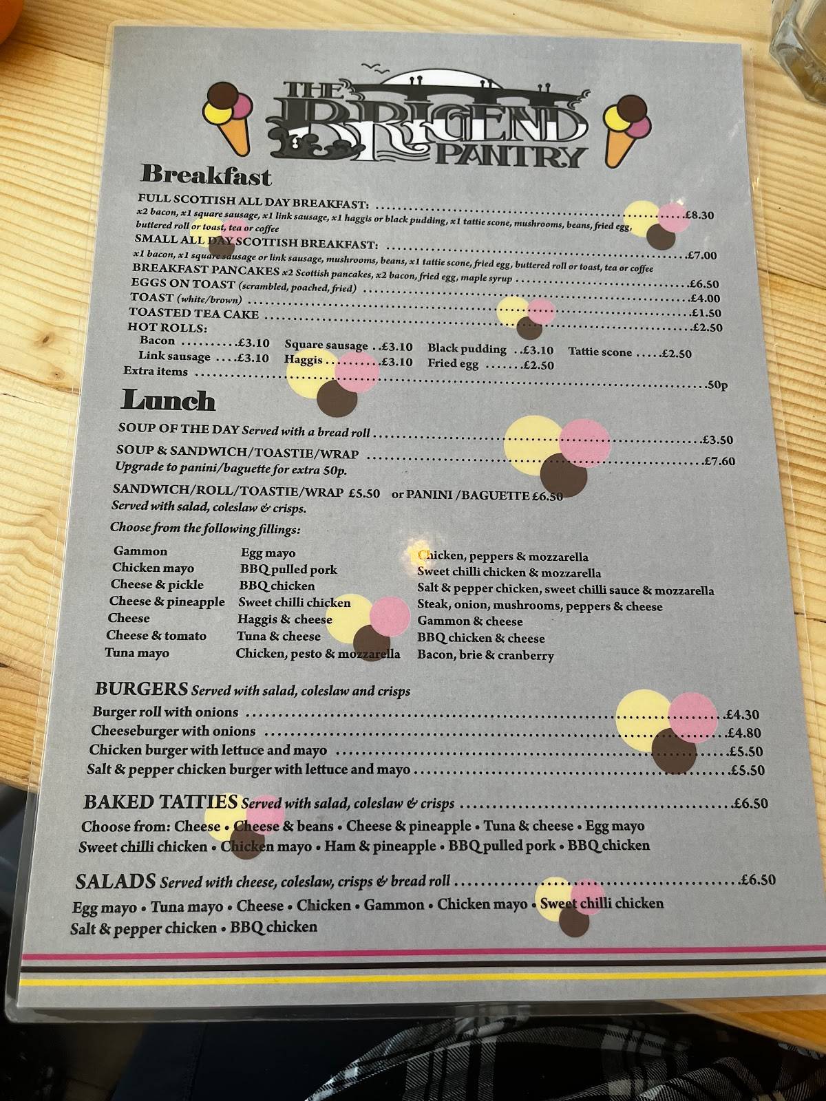 Menu at Brigend Pantry restaurant, Newton Stewart