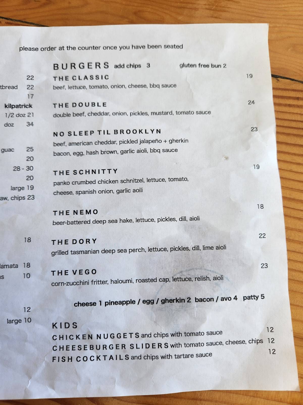 Menu at King Tide Cafe, Brooklyn