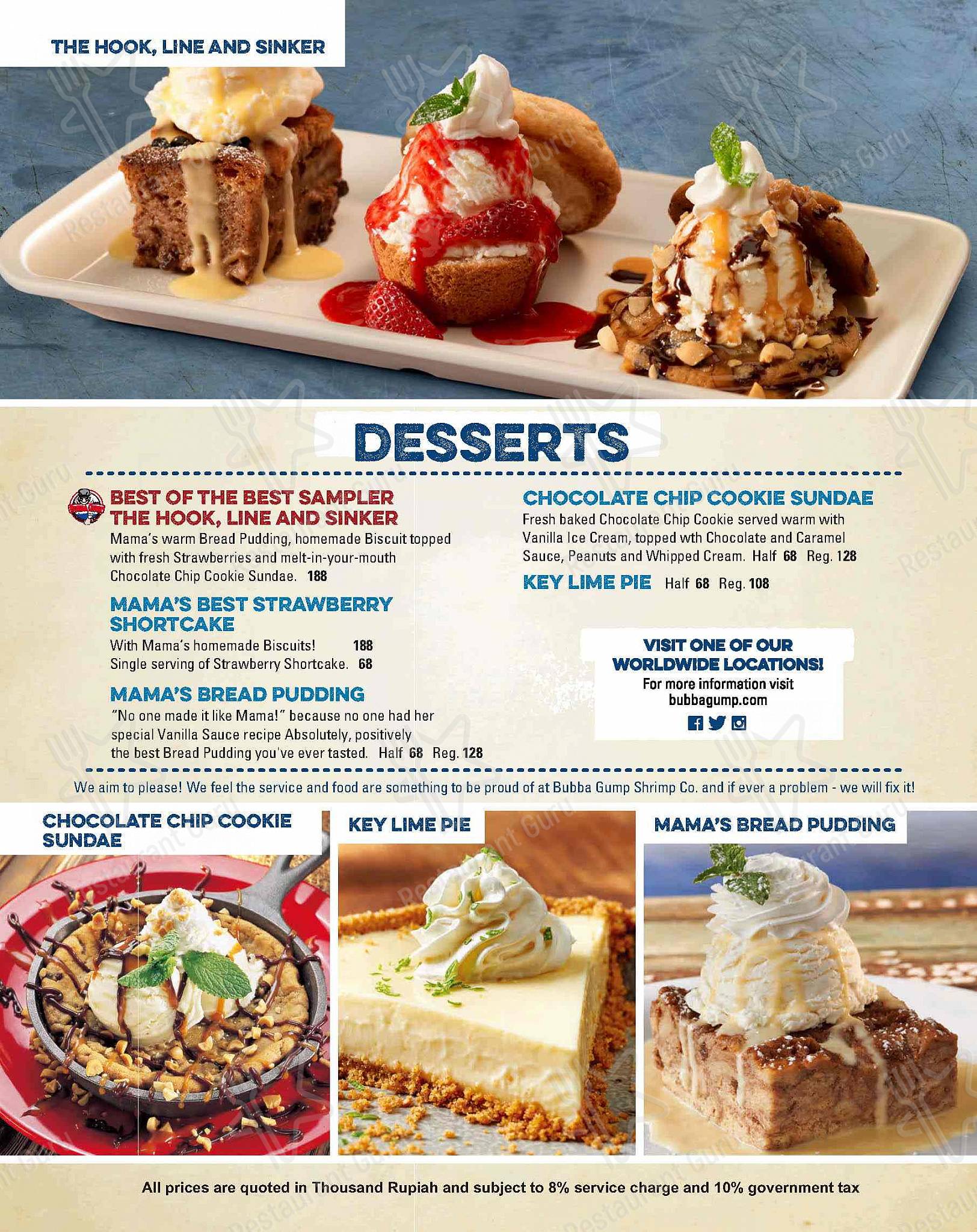 Menu at Bubba Gump restaurant, Kuta Selatan