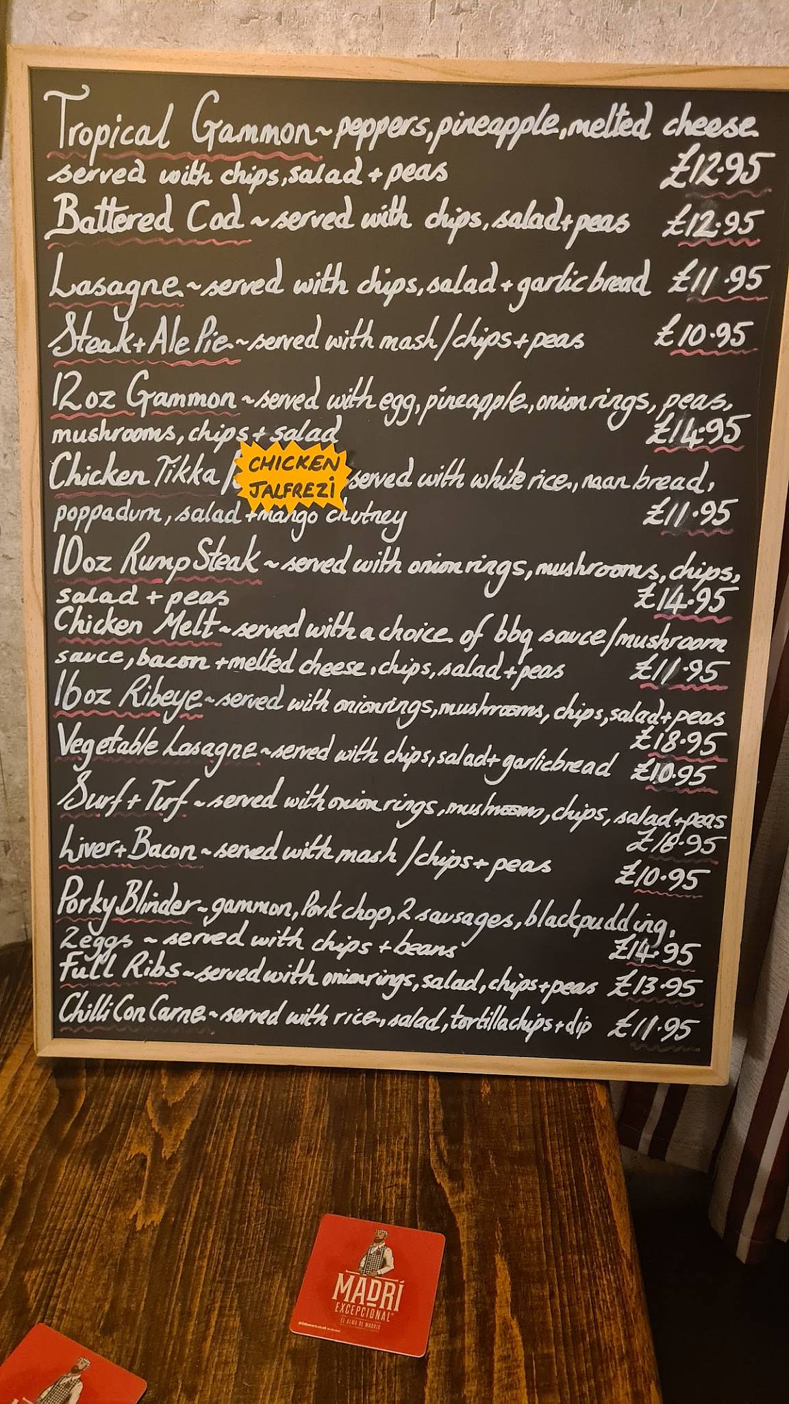 Menu at Bull & Dog pub & bar, Boston