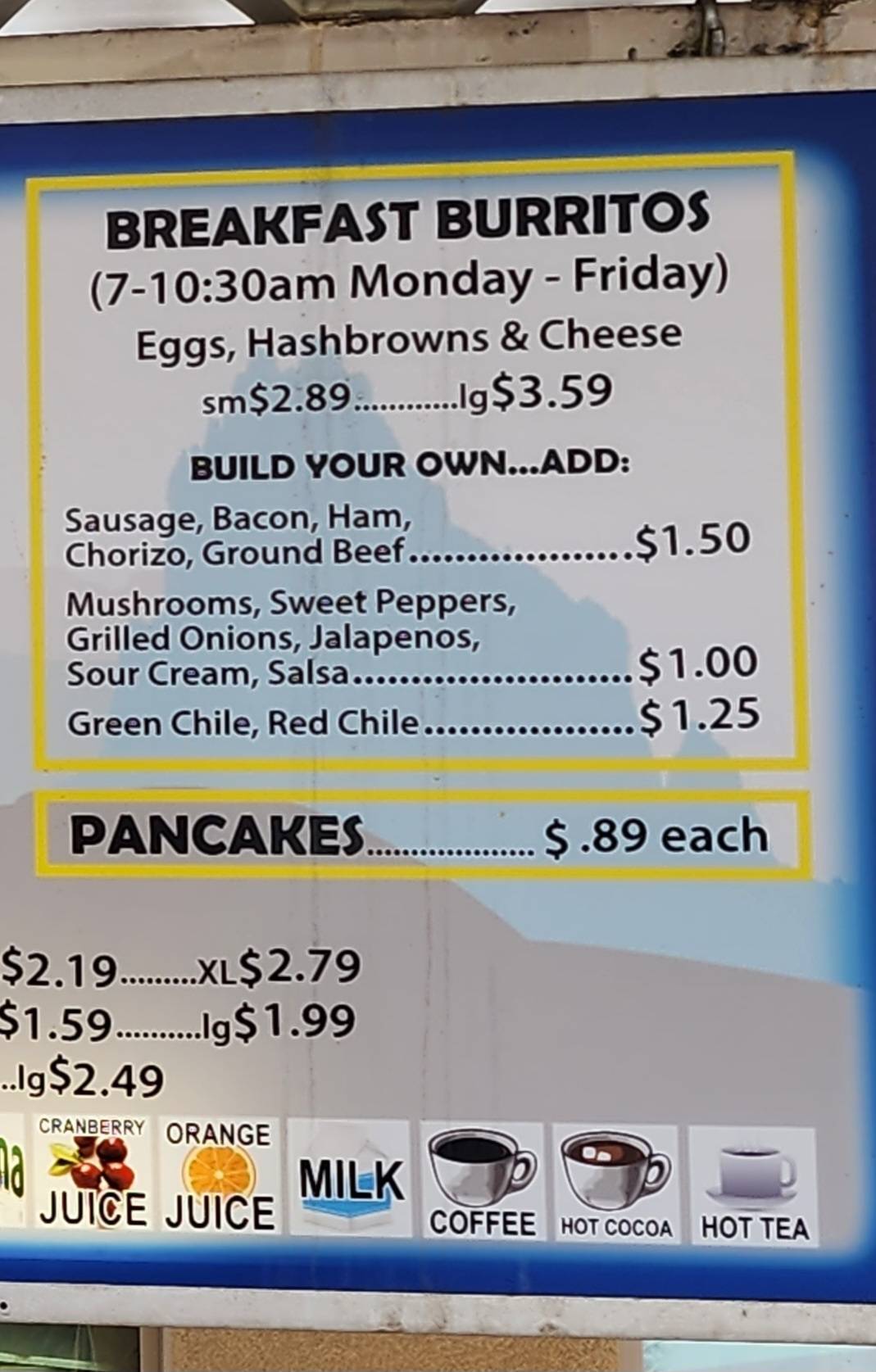 Menu at Burger Boy Drive In restaurant, Cortez