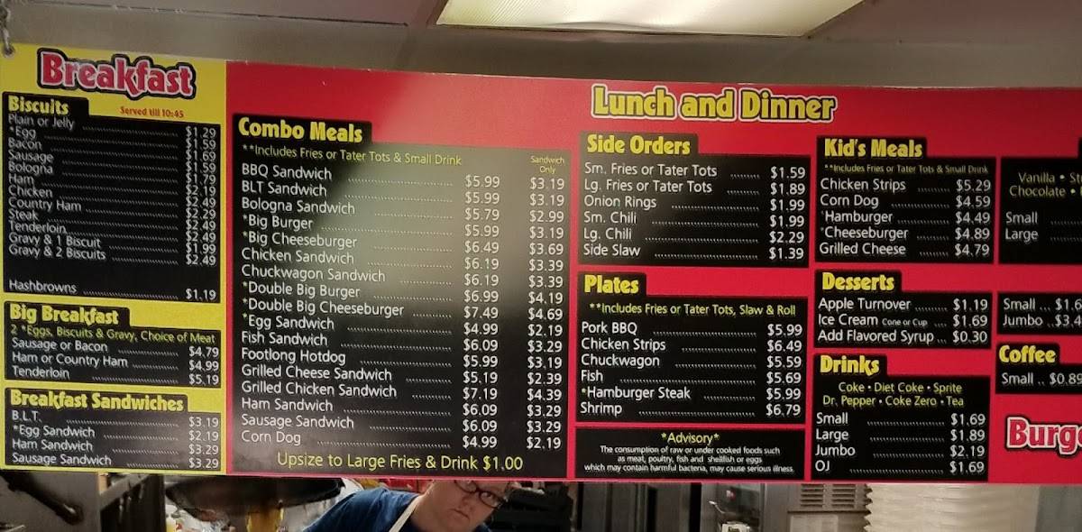 Menu at Burger Den restaurant, Cohutta, 160 GA-2