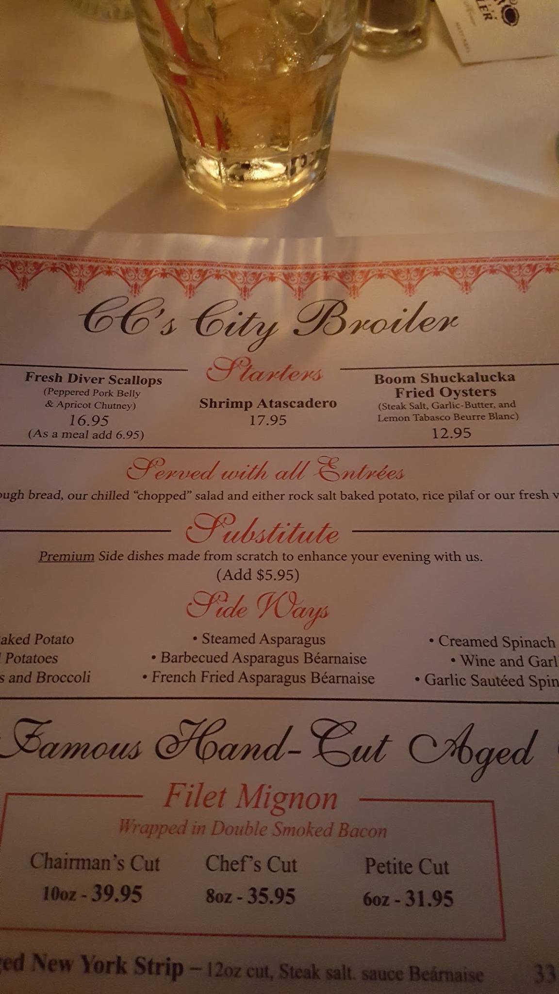 Menu at CC's City Broiler pub & bar, Columbia, Forum Blvd