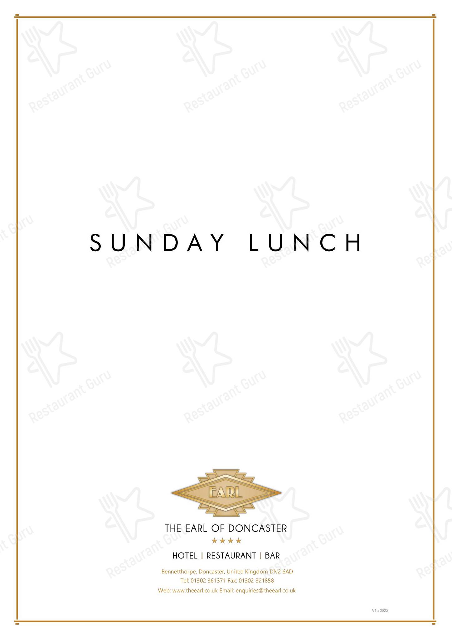 Menu at The Earl Of Doncaster Hotel cafe, Doncaster