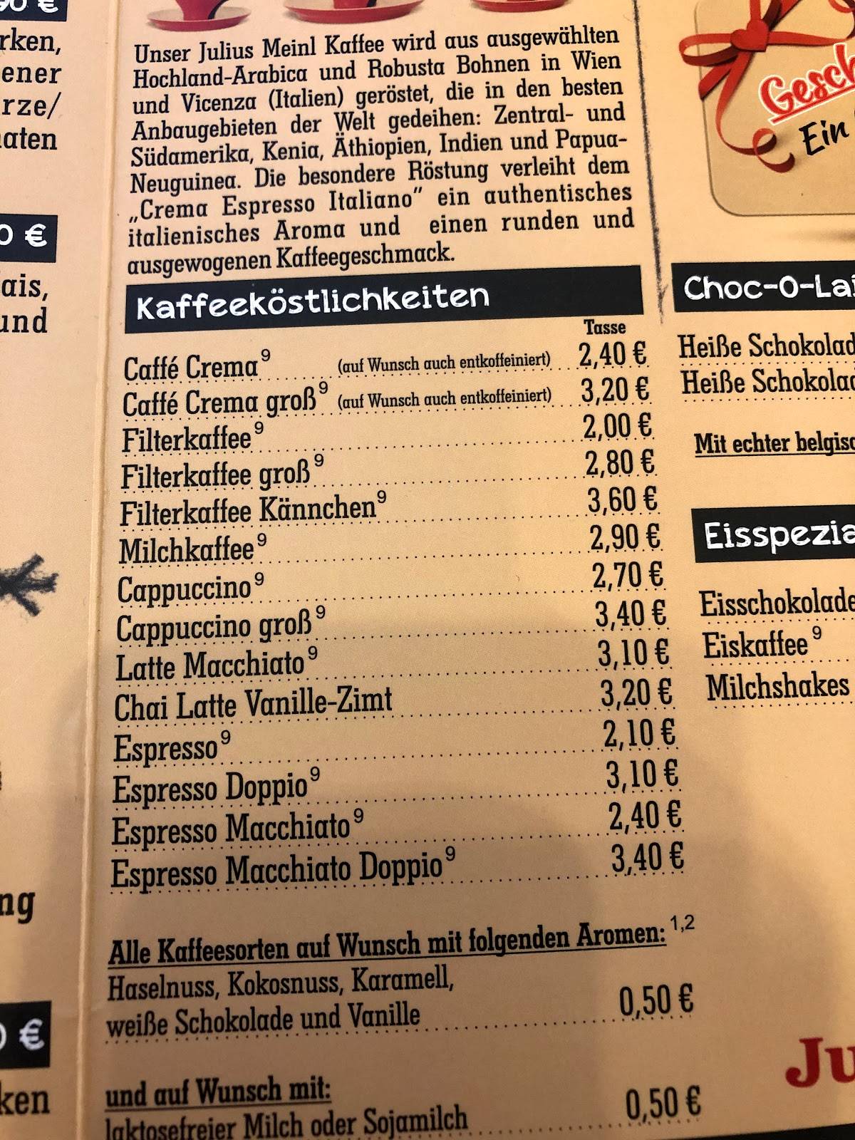 Menu au Cafe Sisters, Mindelheim, Maximilianstraße 24