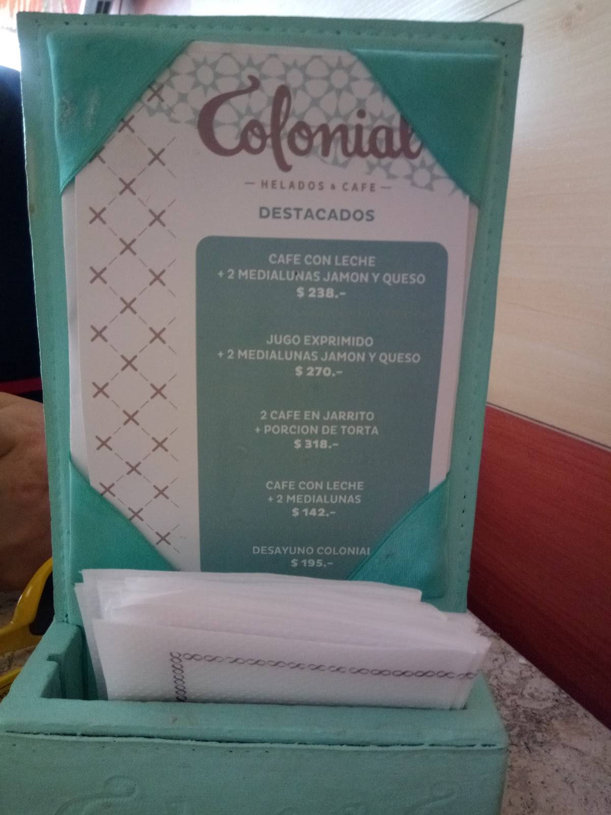 Menu at Colonial Ice Cream & Cafe Acassuso, Acassuso, Av. Sta Fe 1002