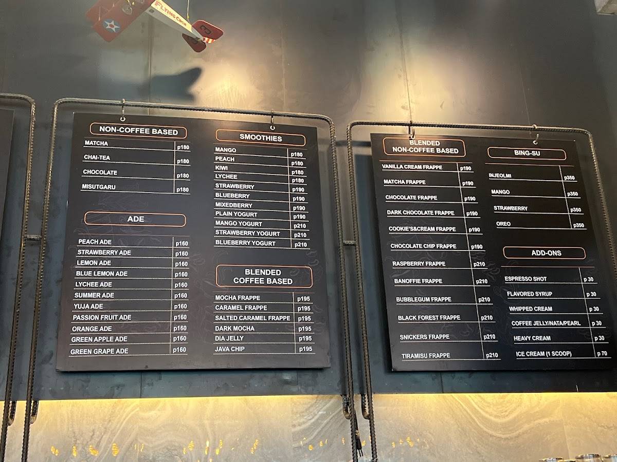 Menu at Cafe Dia Clark, Mabalacat