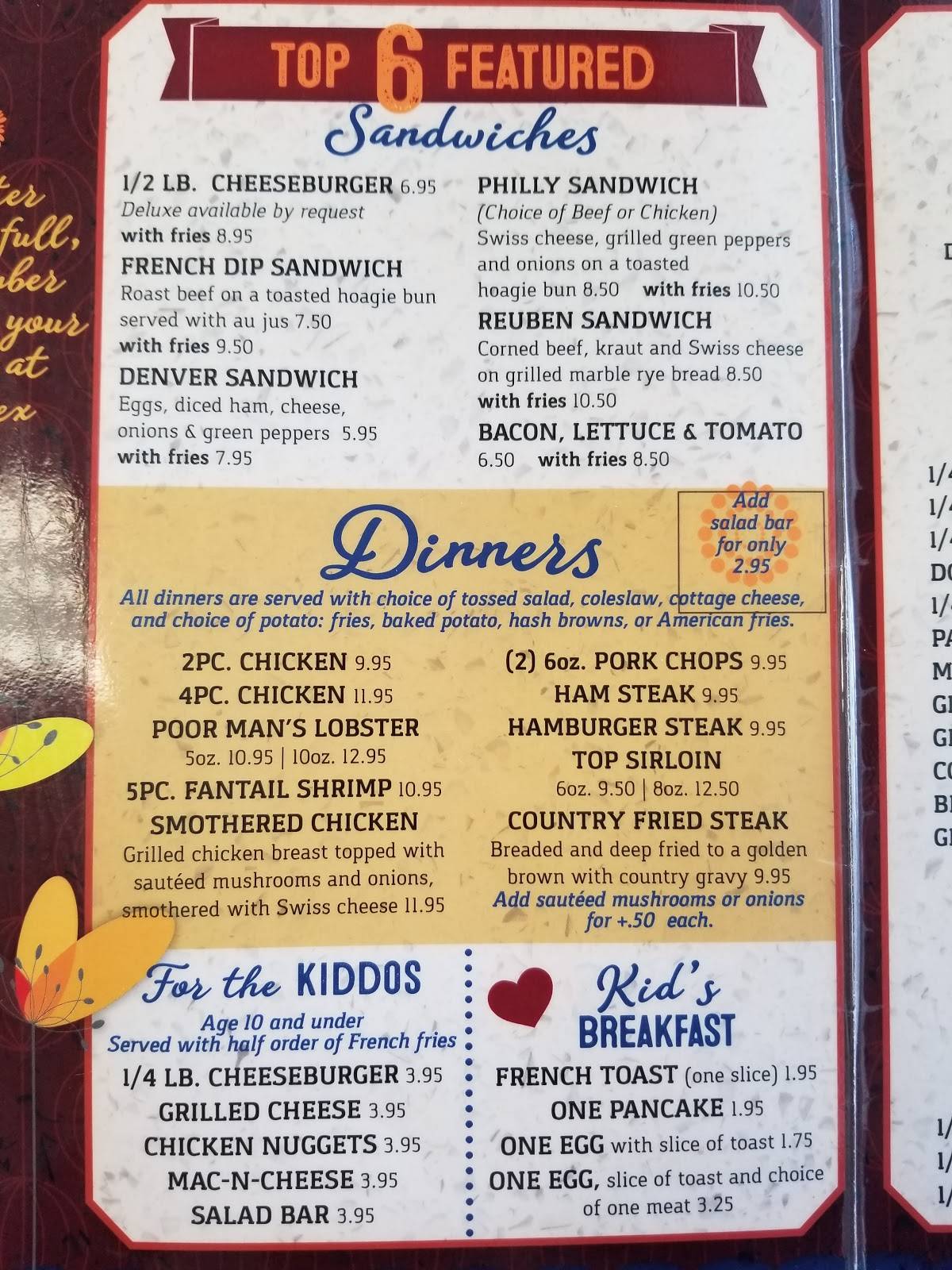 Menu at Hills 210 Cafe & Subs, Wahpeton
