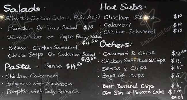 Menu at The Industrial Cafe, Cremorne