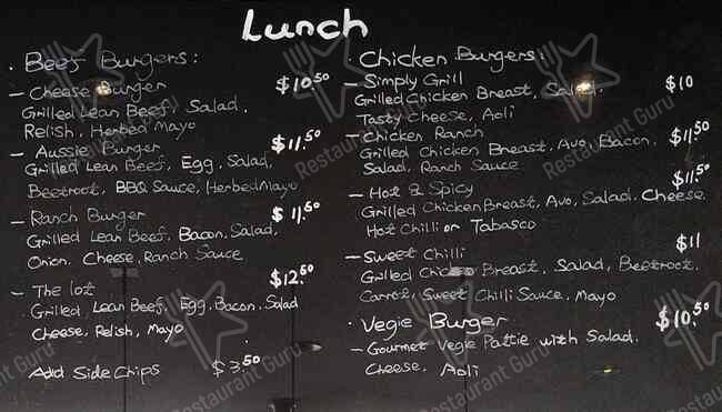 Menu at The Industrial Cafe, Cremorne