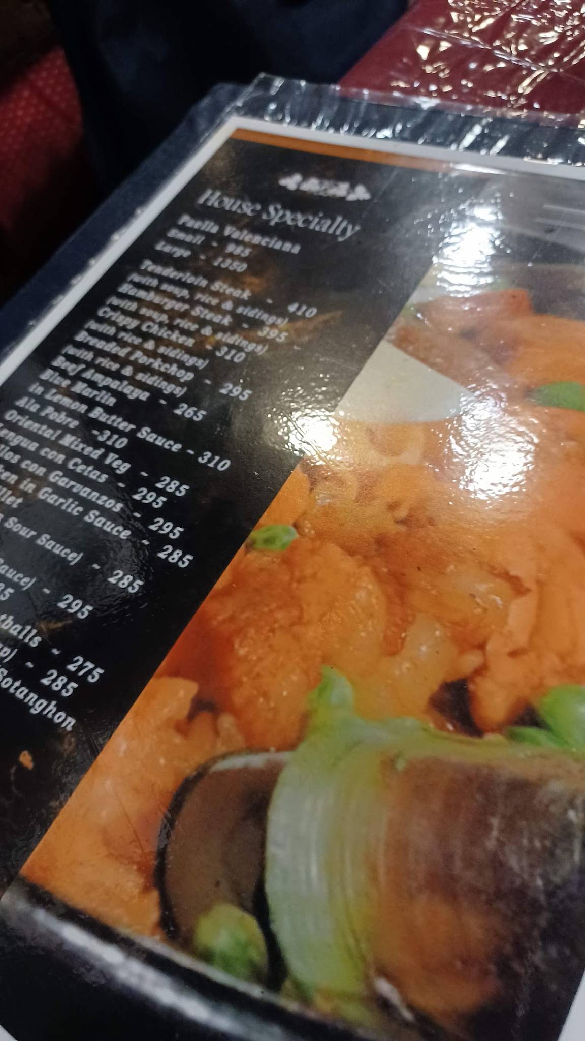 Menu at Cafe Kapitan Restaurant, Marikina, 323 J. P. Rizal St