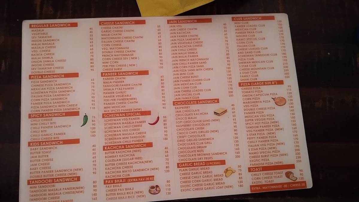 Menu at Namo "णमो" Sandwich, Indore