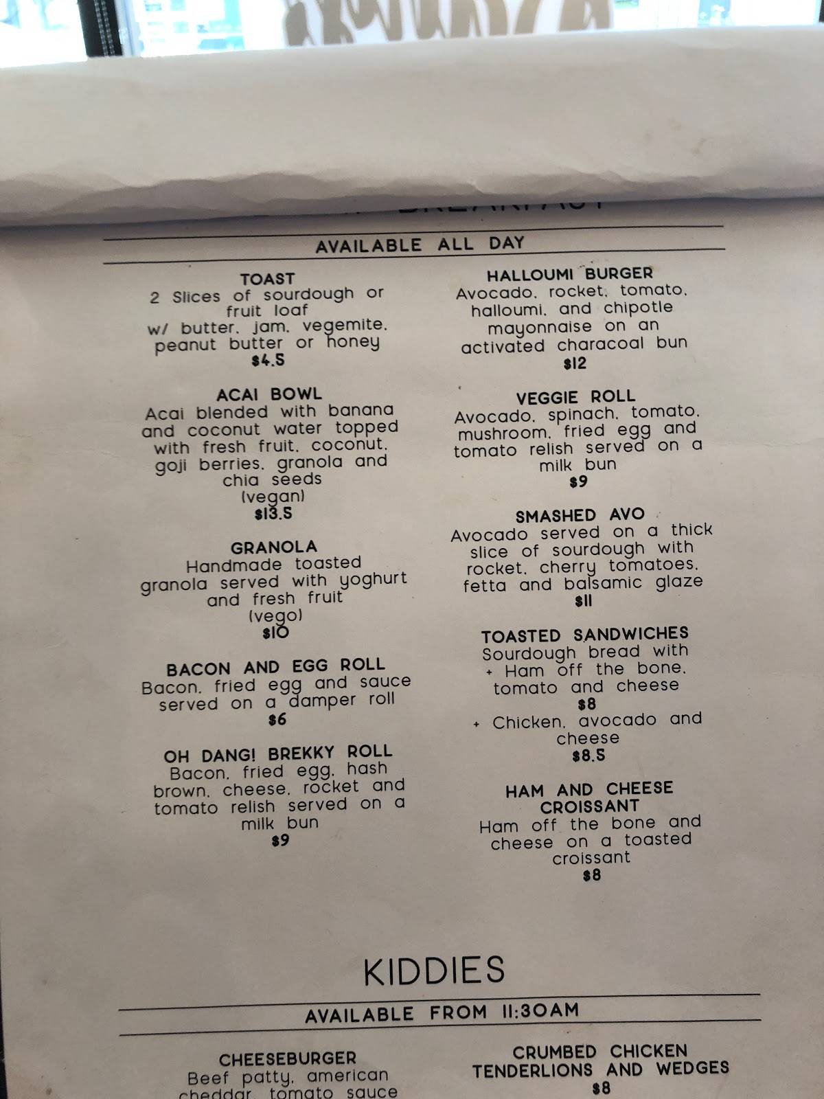 Menu at Oh Dang! Espresso cafe, Windang