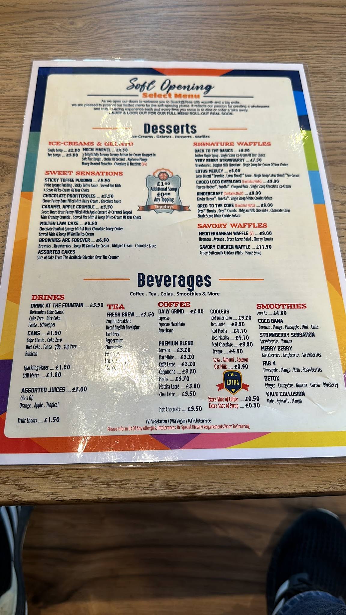Menu at Snack@Teas restaurant, Didcot