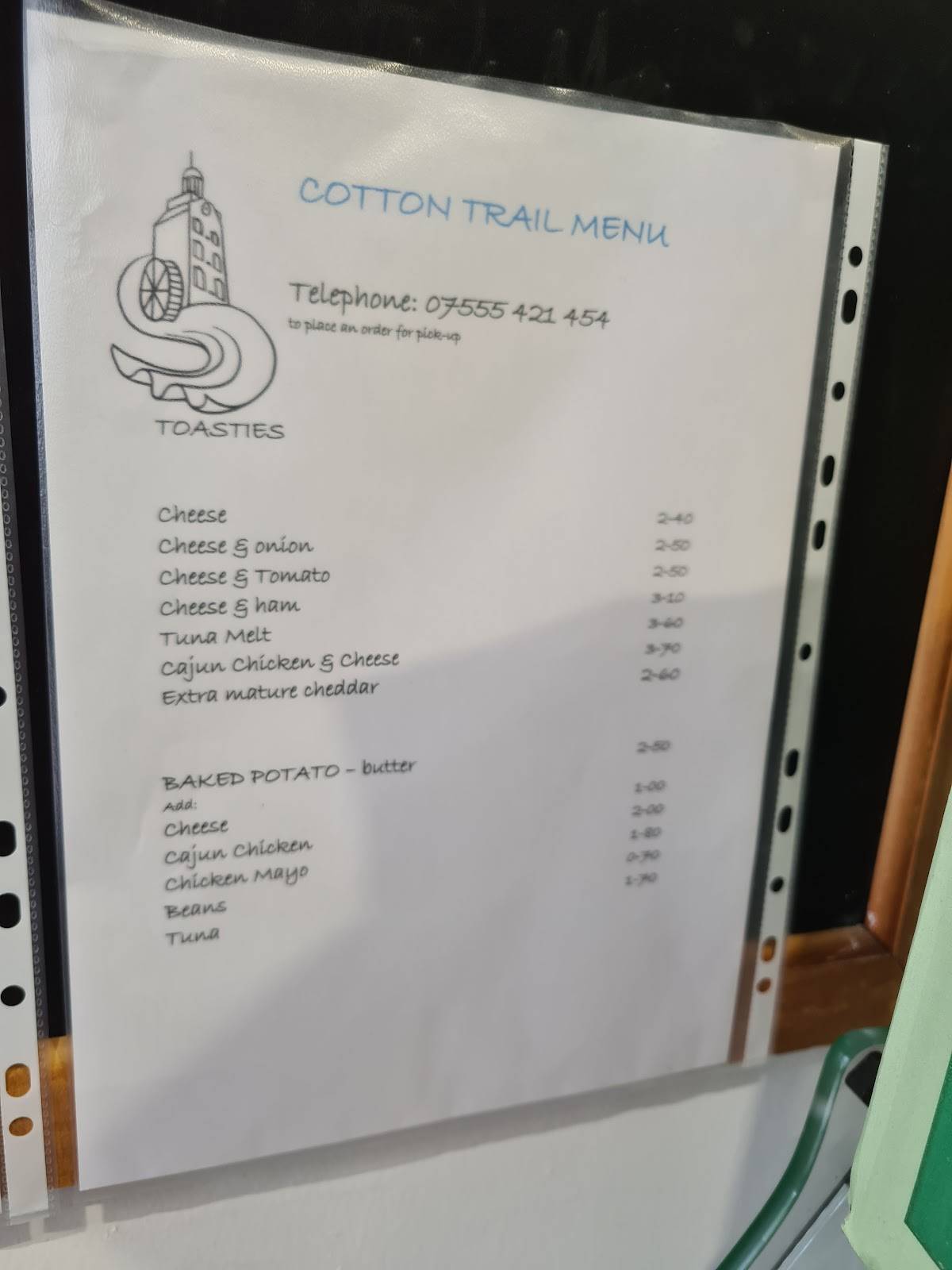 Menu at The Cotton Trail Cafe, Catrine