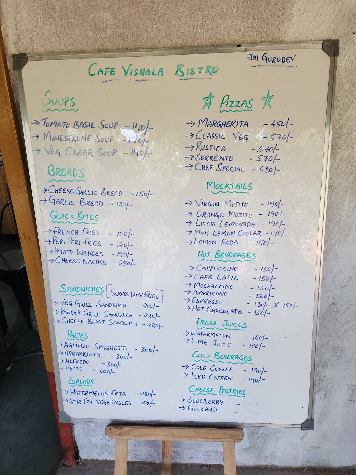 Menu at Cafe Vishala Bistro, Bengaluru