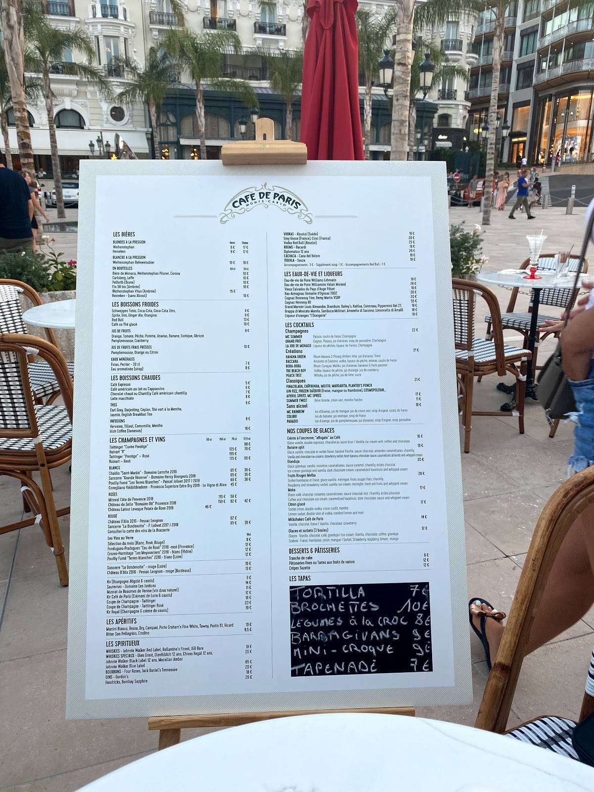 Menu au Le Restaurant Casino Café de Paris, Monaco