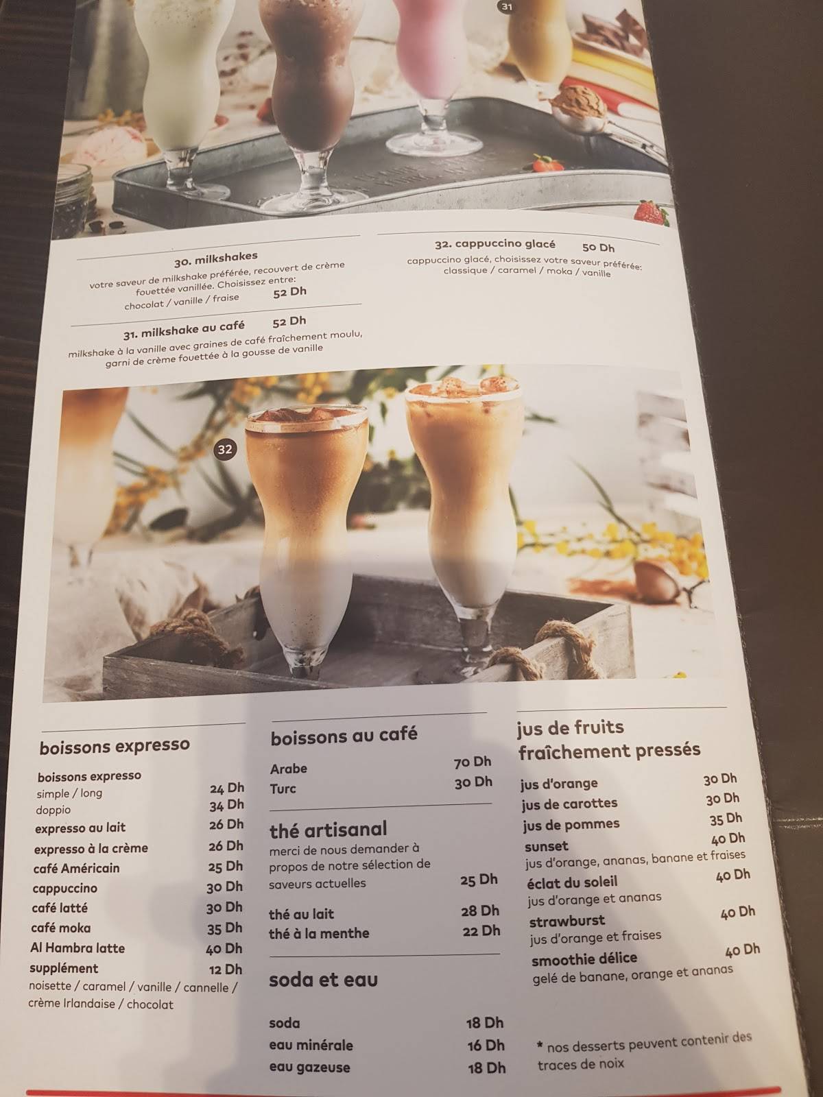 Speisekarte von dipndip Marrakech cafe, Marrakesch