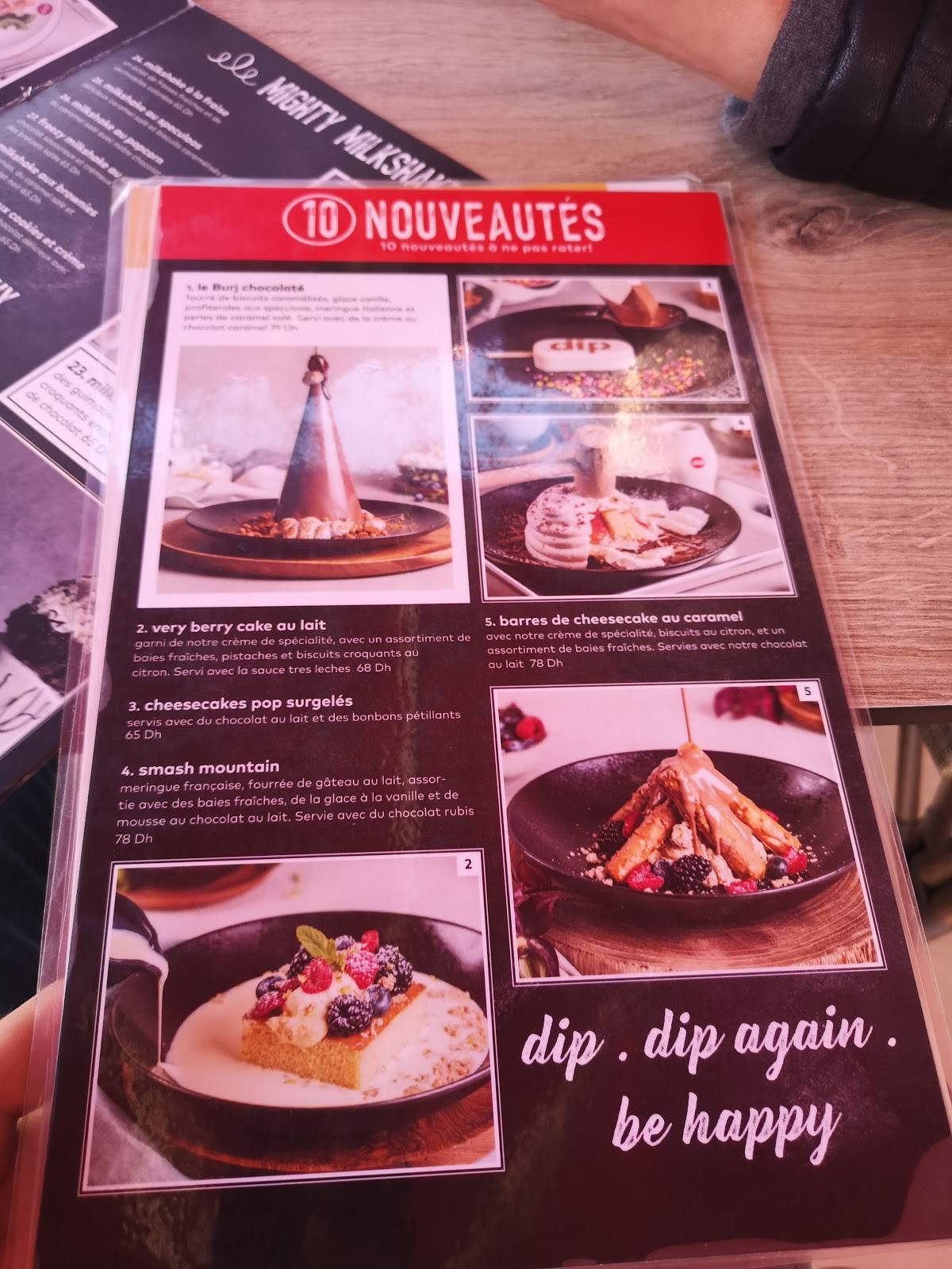 Speisekarte von dipndip Marrakech cafe, Marrakesch
