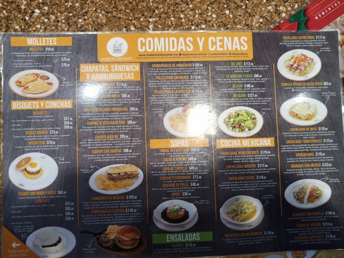 Carta de Madero Restaurante, Ciudad de México, Av. Río Churubusco 583