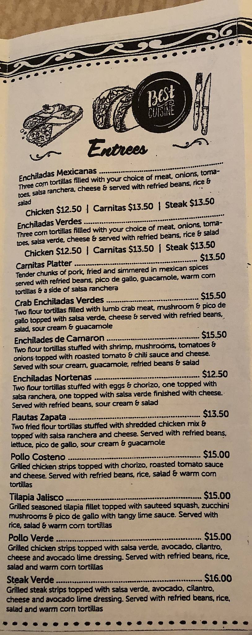 Menu at Caffe 101 cafe, Boiling Springs, 101 Front St