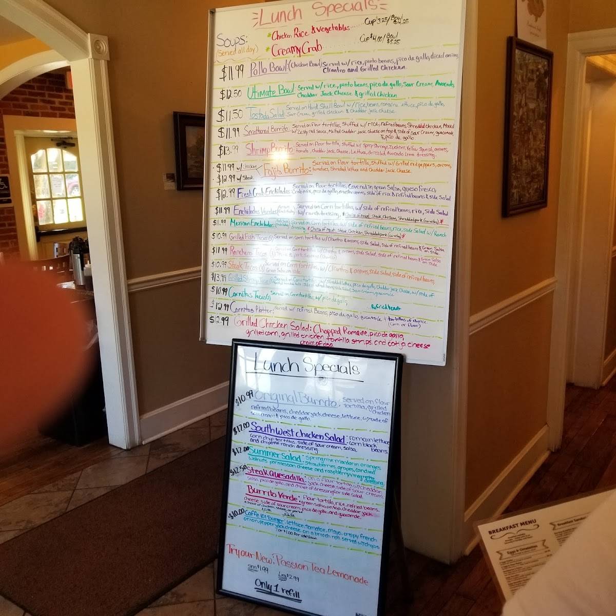 Menu at Caffe 101 cafe, Boiling Springs, 101 Front St