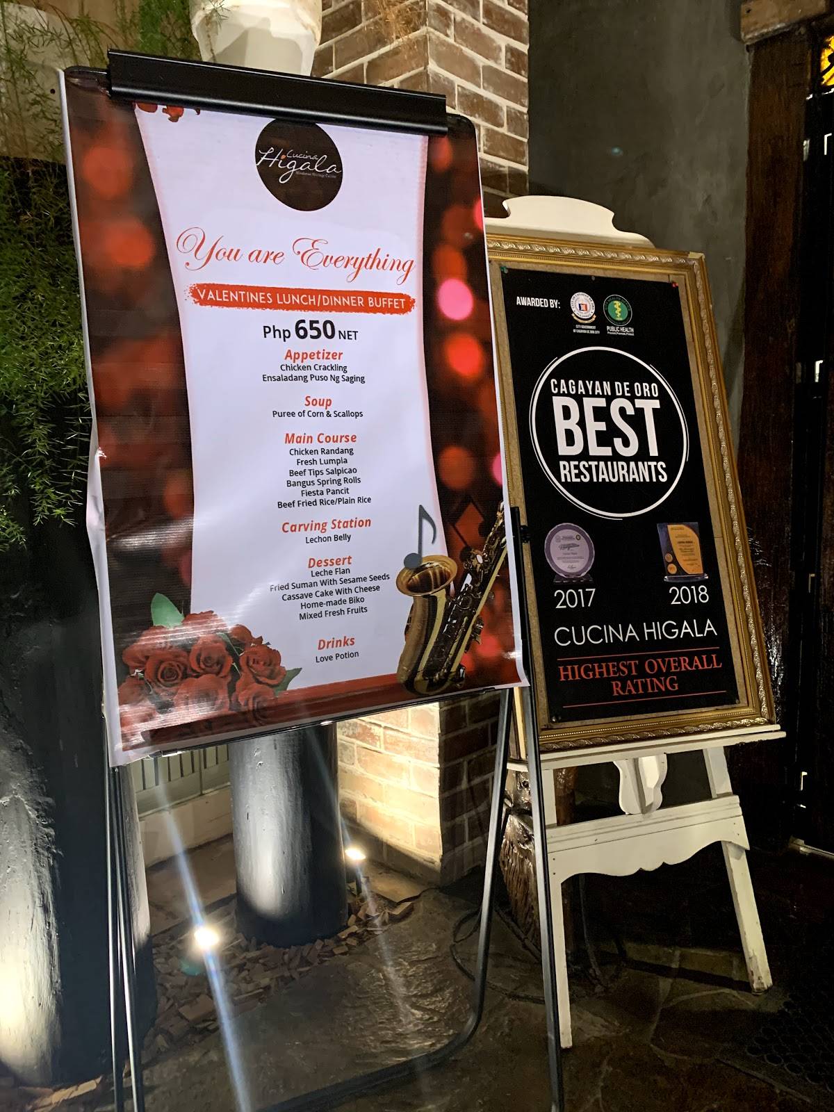 Menu at Cucina Higala restaurant, Cagayan de Oro