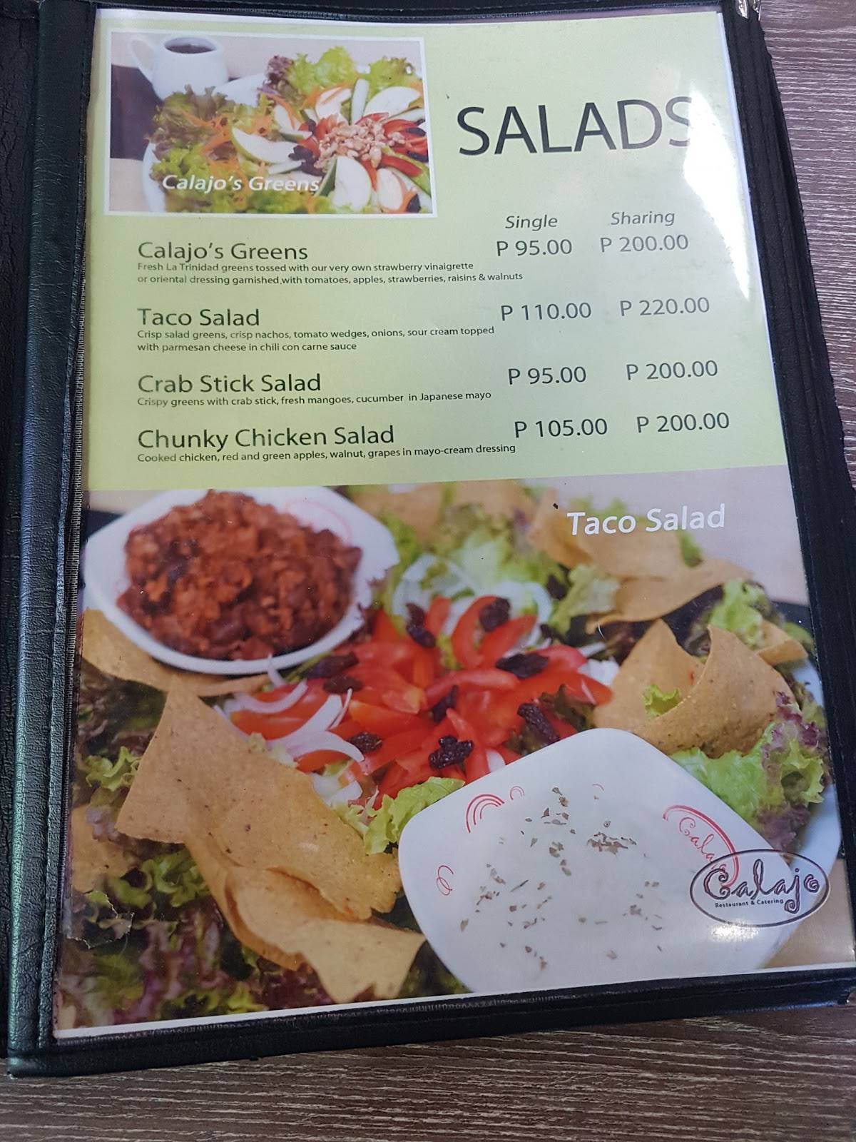 Menu at Calajo Resto restaurant, La Trinidad, FH4Q+JGP