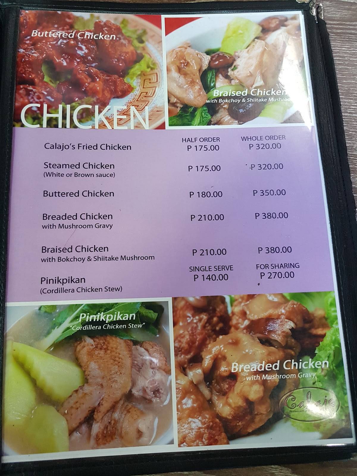 Menu at Calajo Resto restaurant, La Trinidad, FH4Q+JGP