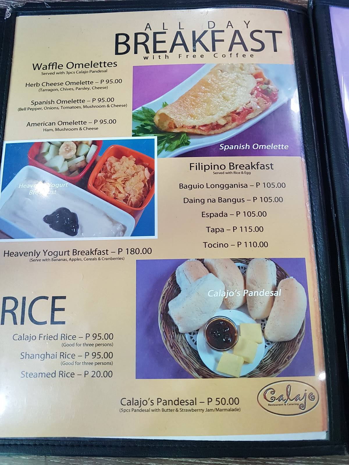Menu at Calajo Resto restaurant, La Trinidad, FH4Q+JGP