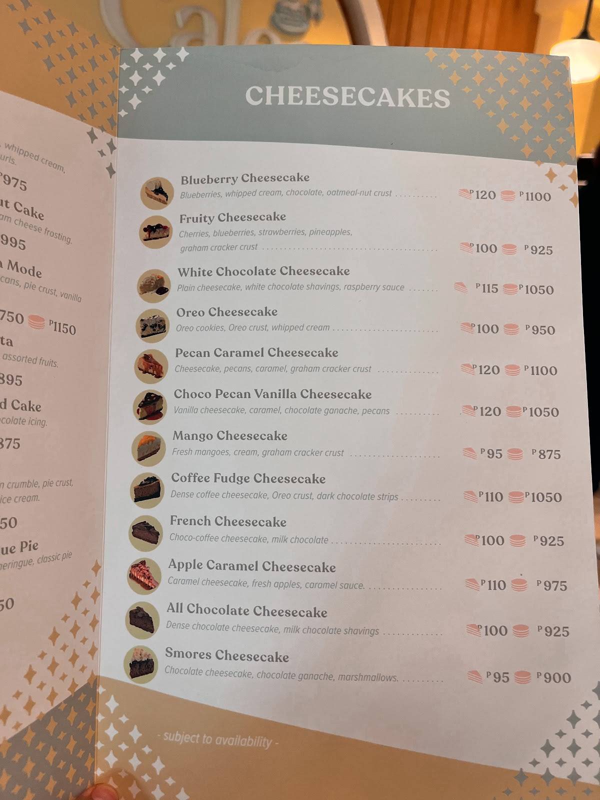Menu at Calea Pastries & Coffee desserts, Bacolod, Balay Quince