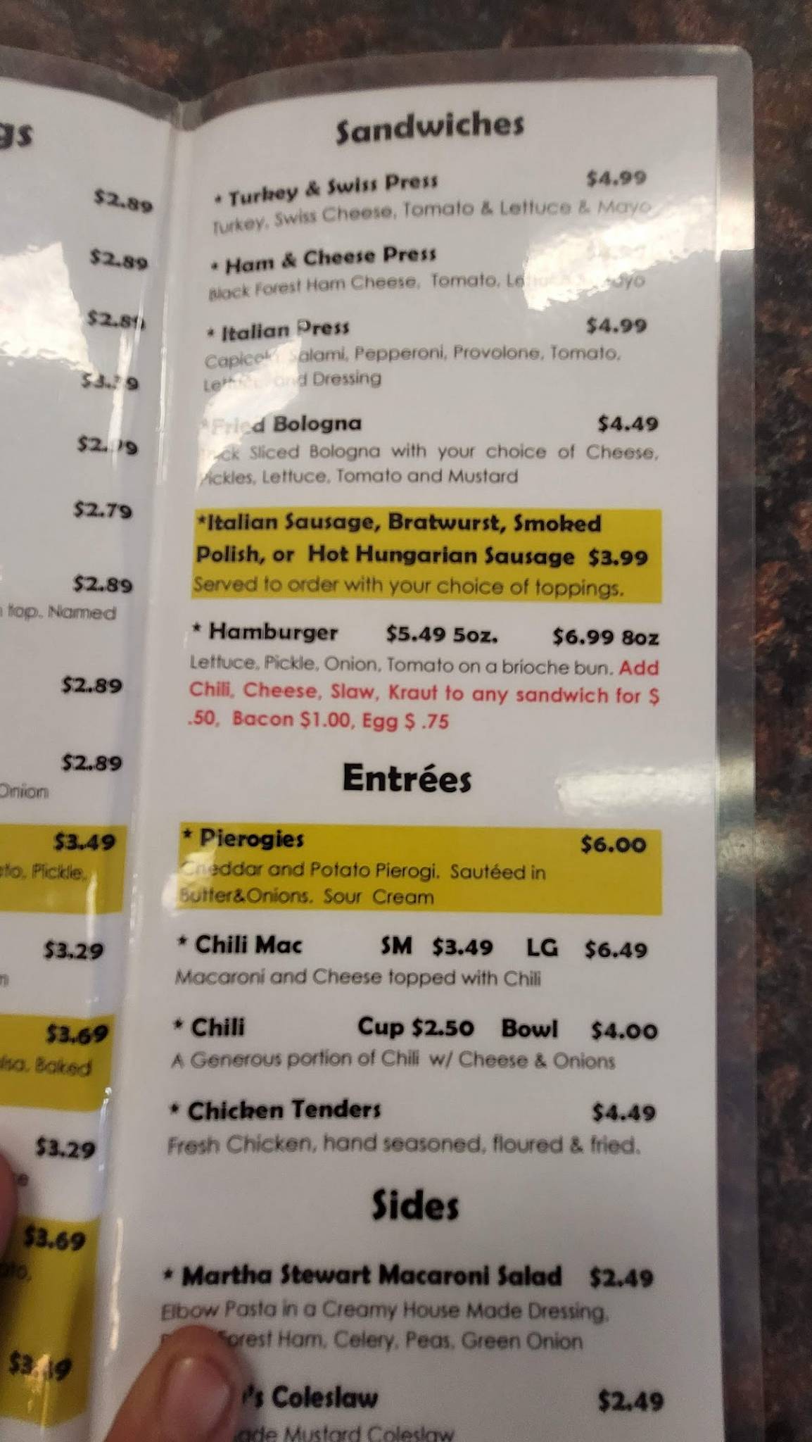 Menu at Dog Daze Gourmet Hot Dogs restaurant, Canton