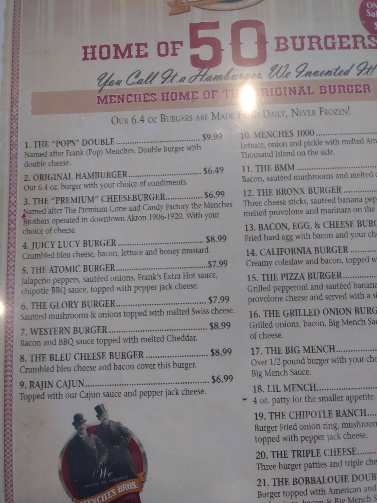 Menu at Menches Brothers of Perry restaurant, Canton