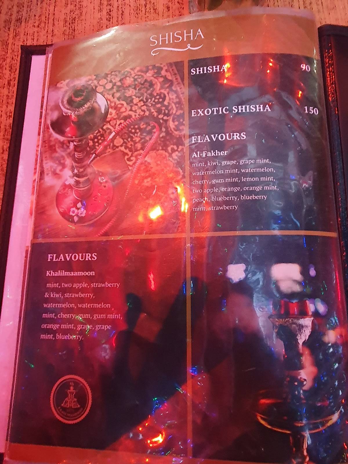 Menu at Ala Turkish restaurant, Cape Town