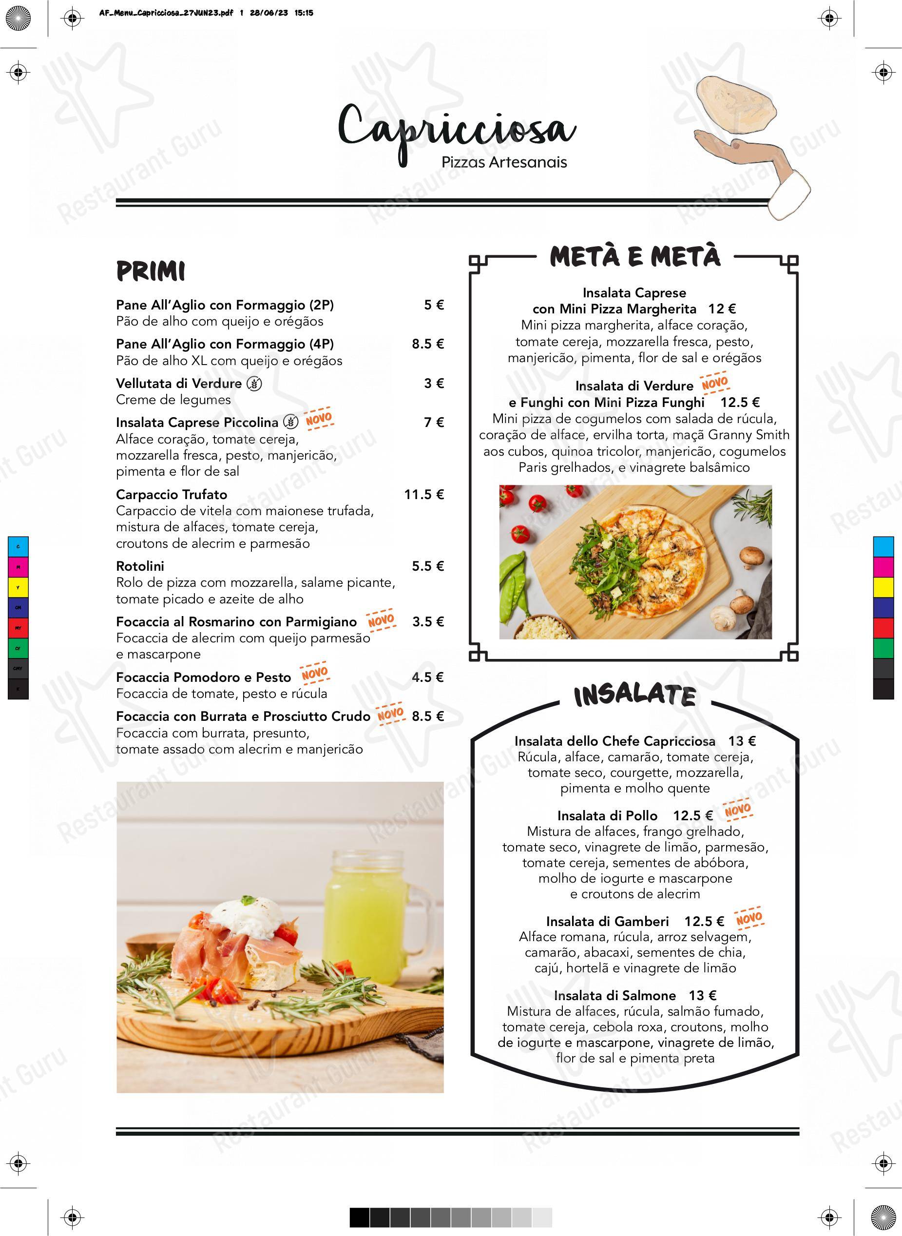 Menu em Capricciosa pizzaria, Cascais