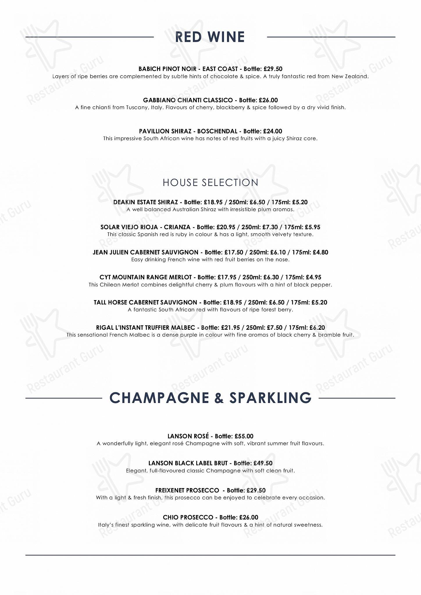 Menu at Captain Digby pub & bar, Broadstairs
