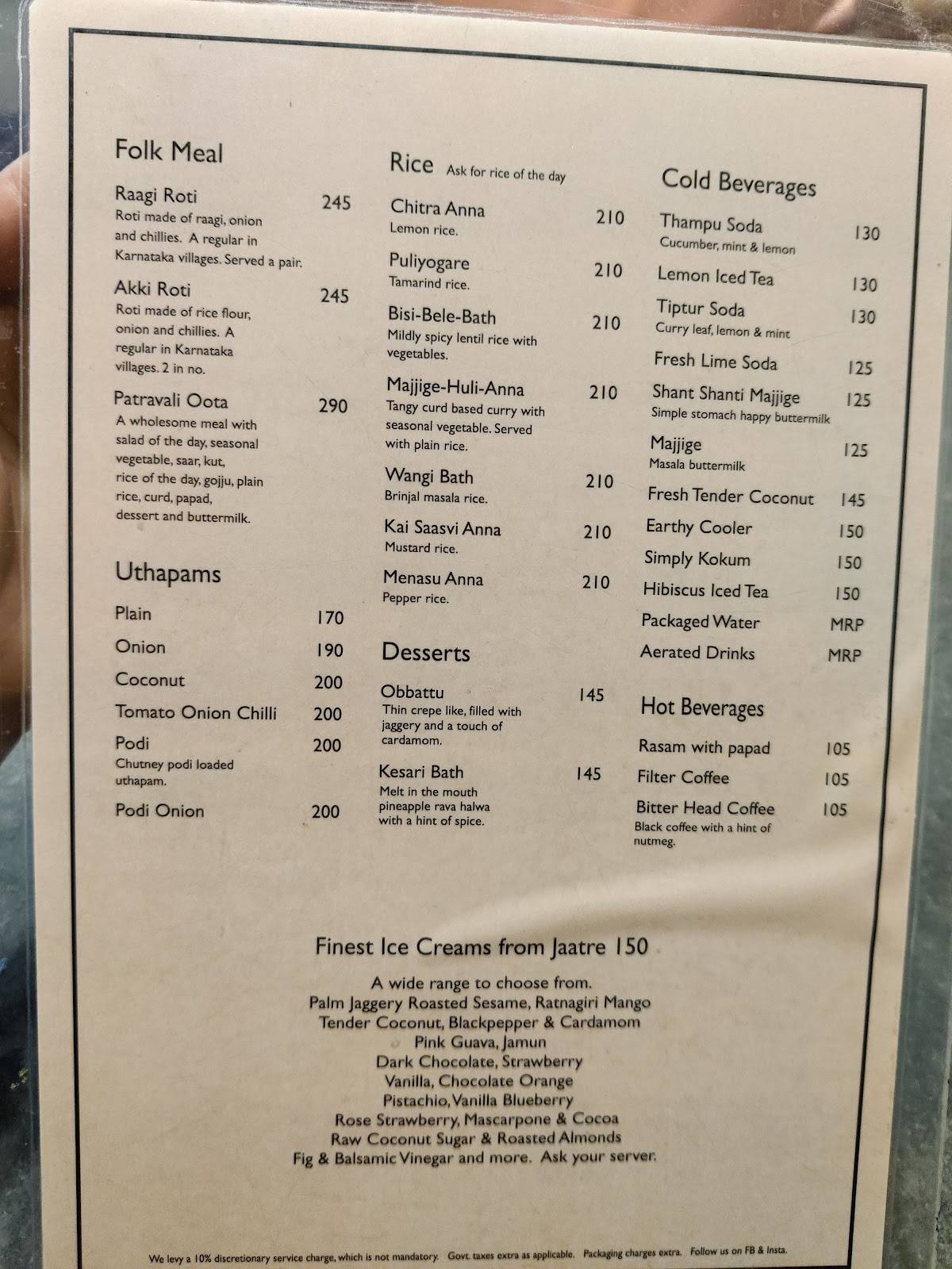 Menu at Carnatic Cafe, New Delhi, 82-85 The