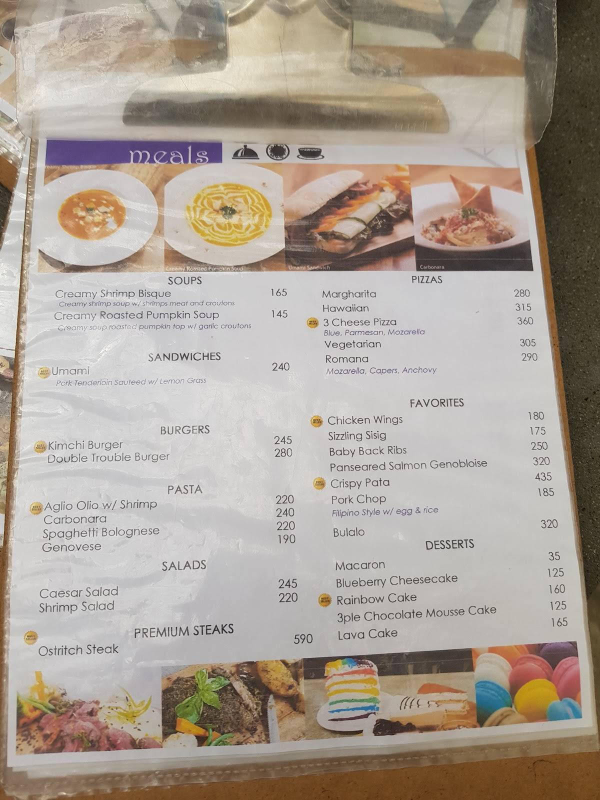 Menu at The Pyramid restaurant, Cebu City