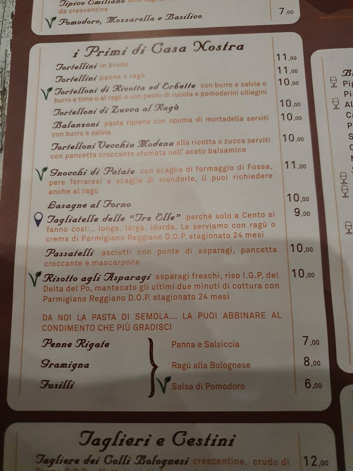 Menu da Signora Emilia Cucinoteca ristorante, Cento