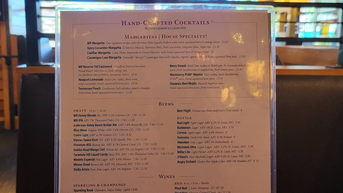 Menu at Wood Ranch BBQ, Cerritos