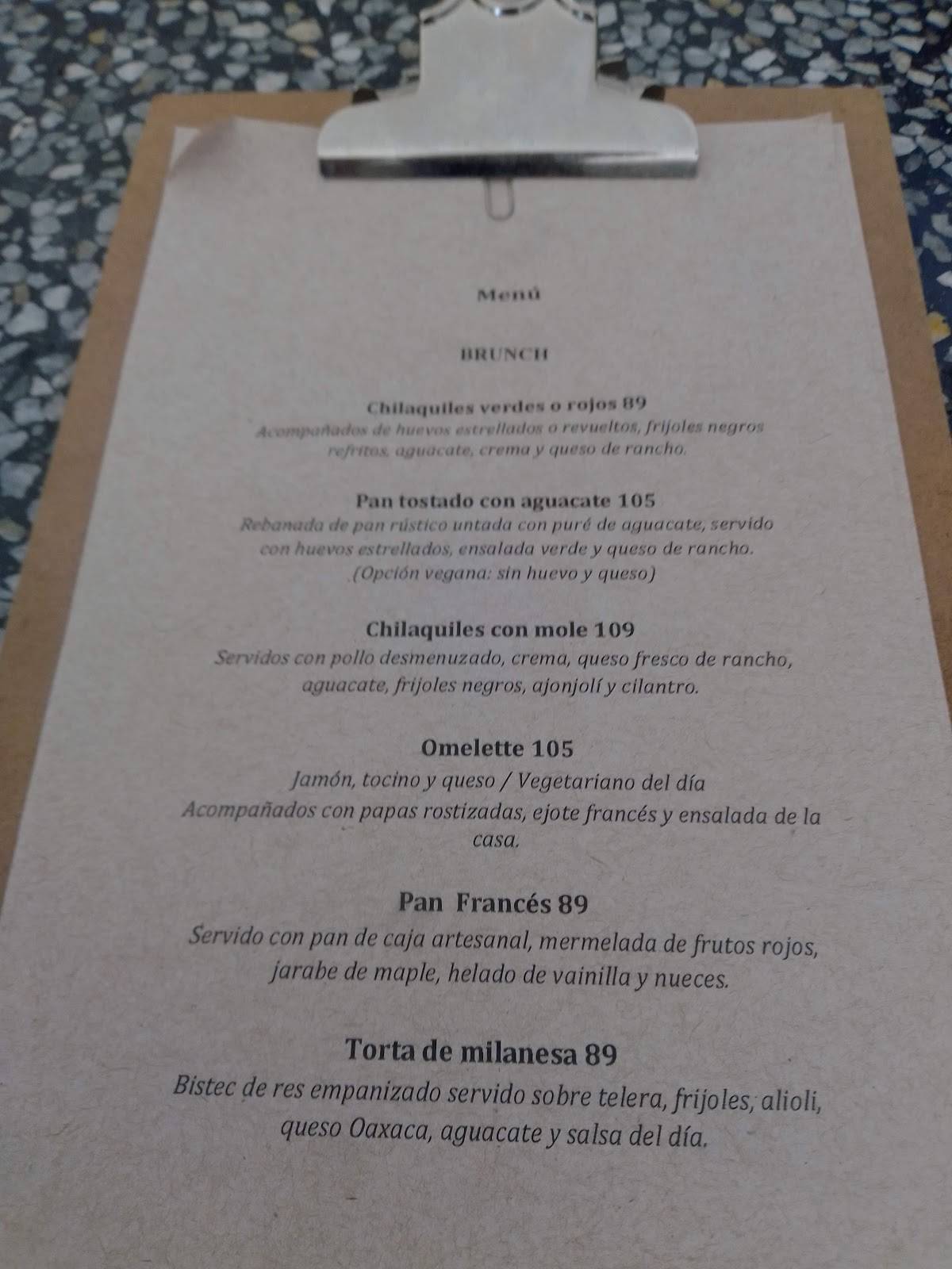 Menu at Cha' restaurant, Puerto Vallarta