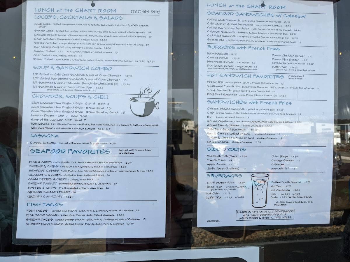 Menu at Chart Room Restaurant, Crescent City