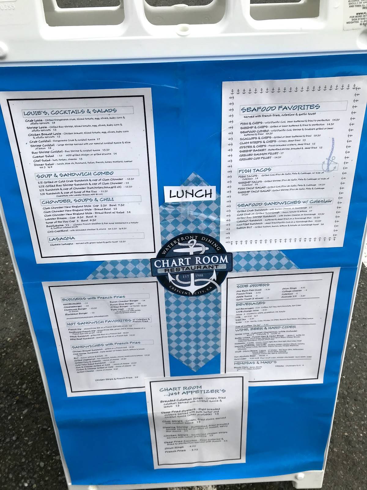 Menu at Chart Room Restaurant, Crescent City